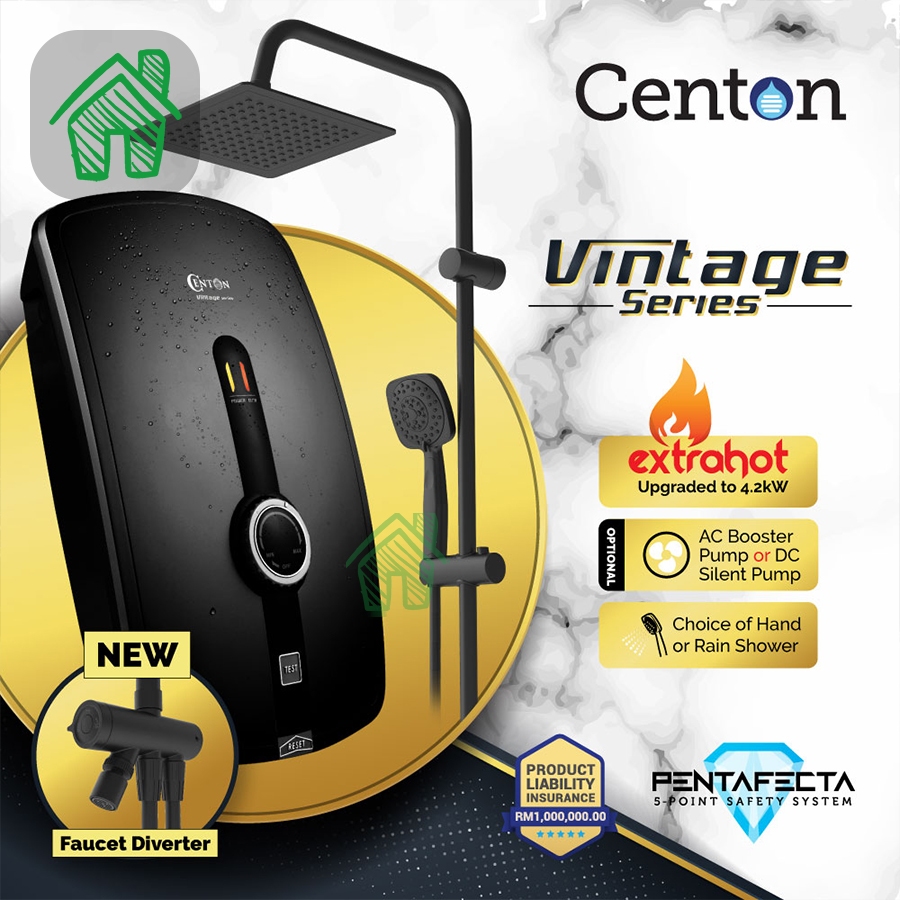 CENTON Instant Shower Water Heater - Vintage VT555 Series (with DC ...