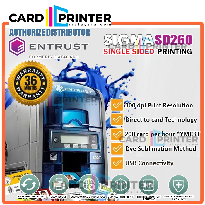 Entrust Sigma SD260 Ribbon EM Model USB + Ethernet Direct to Card ID ...