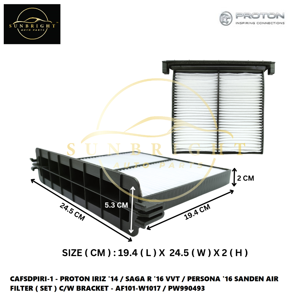PROTON IRIZ '14 / SAGA R '16 VVT / PERSONA '16 SANDEN AIR FILTER ( SET ) C/W BRACKET - AF101 ...
