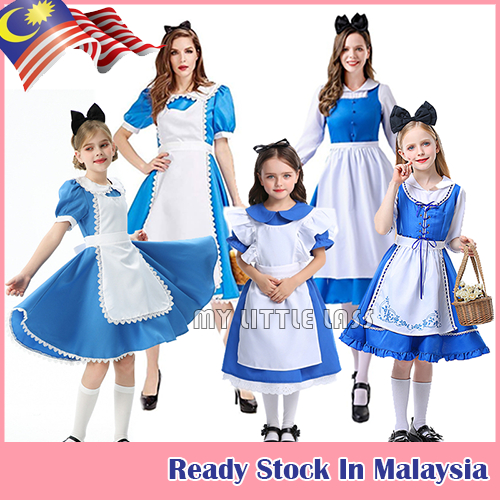 MYLITTLELASS Kids Girls Blue Alice Costume Alice In Wonderland Maid ...
