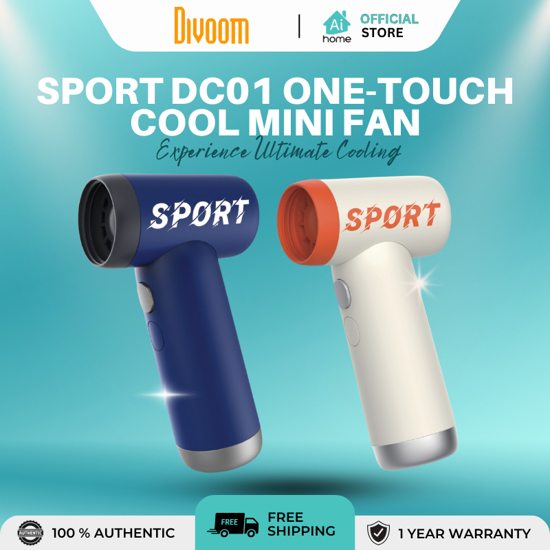 DIVOOM SPORT DC01 One-Touch Cool Mini Fan 80,000 RPM High-Speed Turbo ...