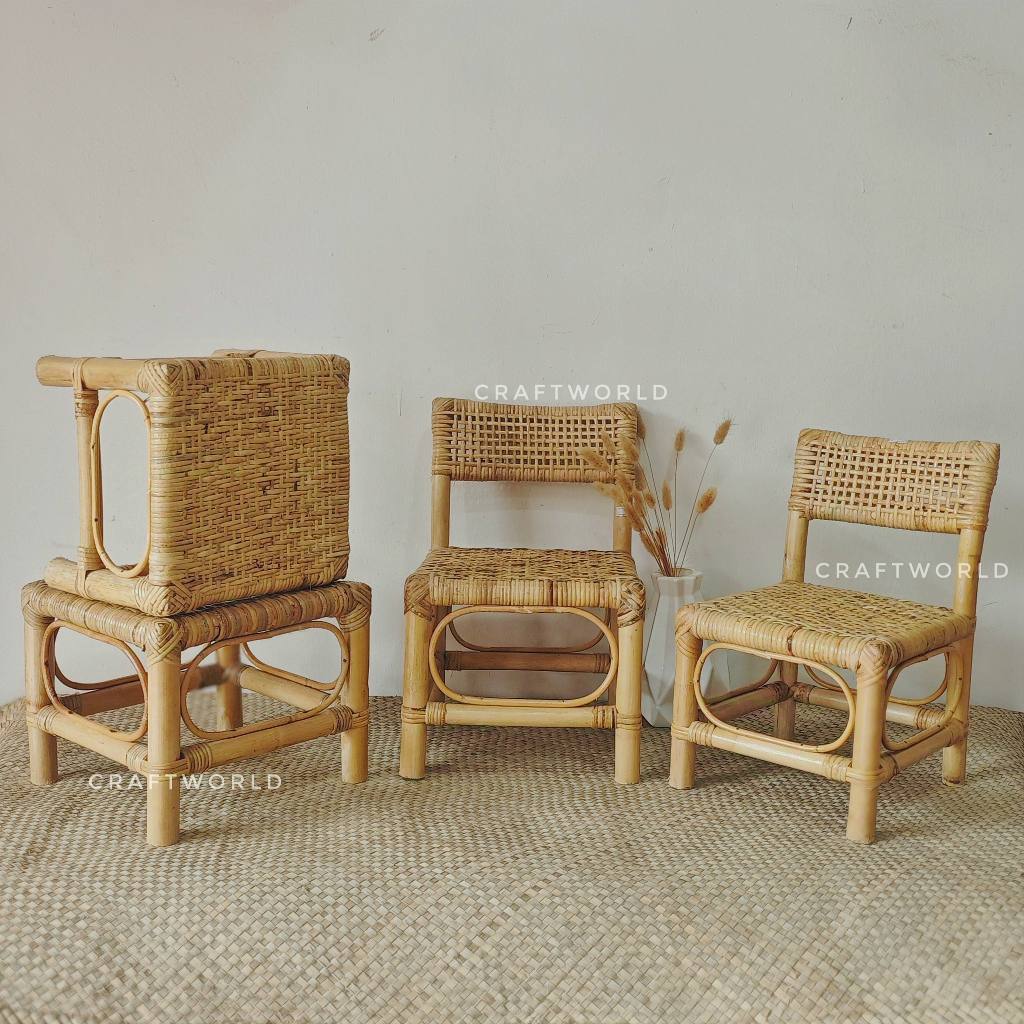 Bangku Rotan / Rattan Mini Chair | Shopee Malaysia