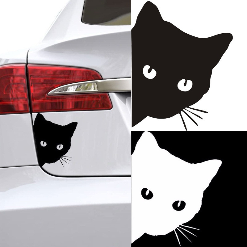 peeking cat face Funny Sticker Cat Face peering Car Sticker Window ...