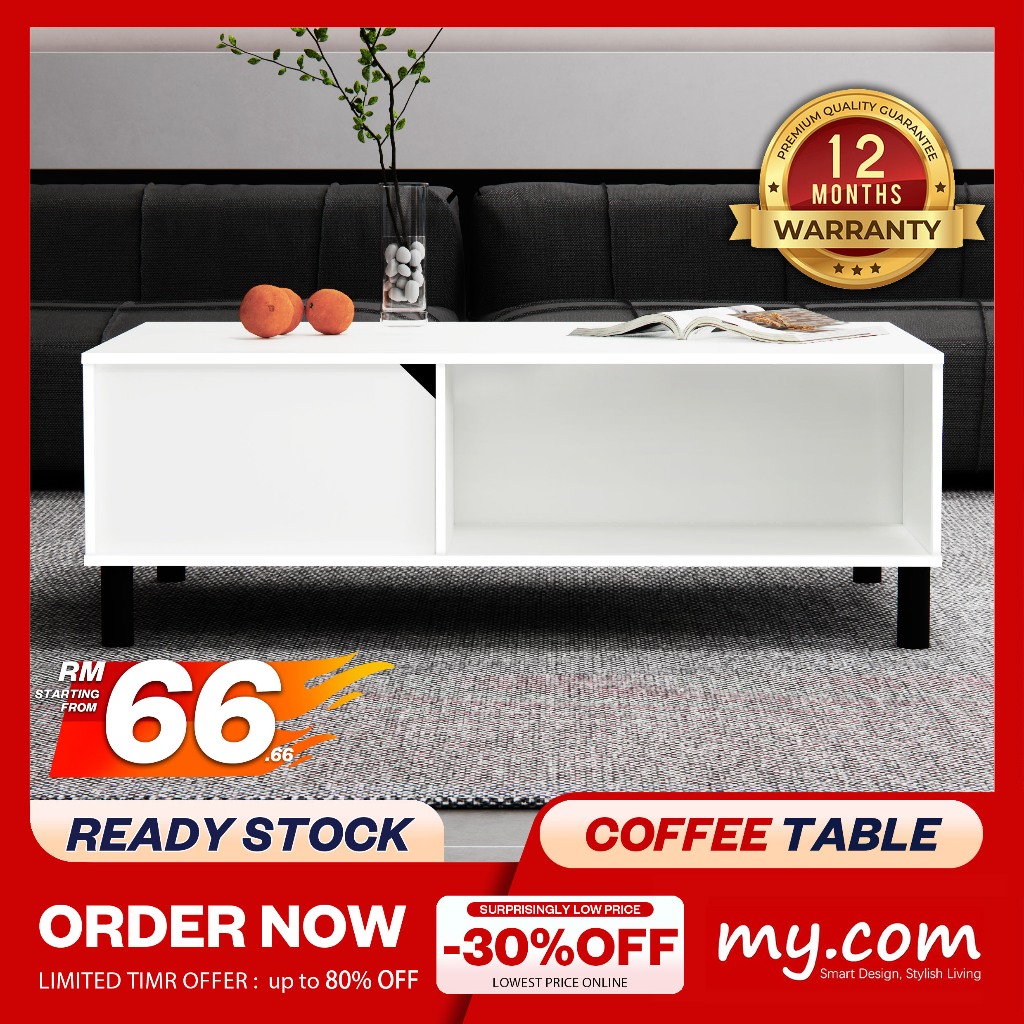 Meja Kopi/Coffee Table with 2 Doors Large Compartment meja kopi white ...
