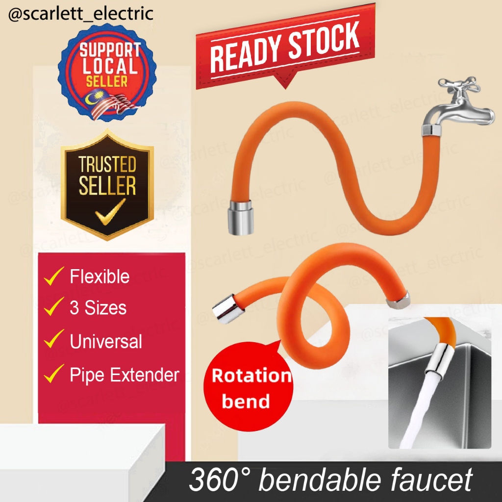 Universal 360° Rotation Sink Tap Faucet Extension Extender Pipe ...