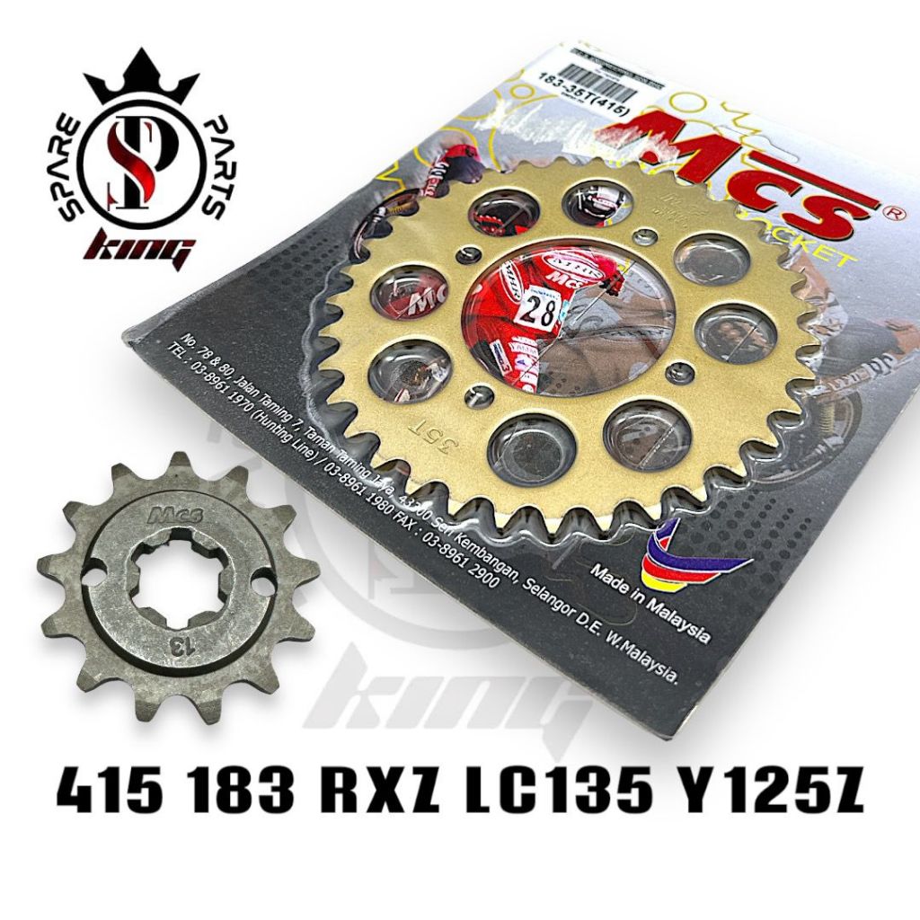 MCS 415 183 SPROCKET SET RXZ Y125Z Y125 LC135 SRL110 Y110 Y100 SPROCKET DEPAN BELAKANG YAMAHA ...