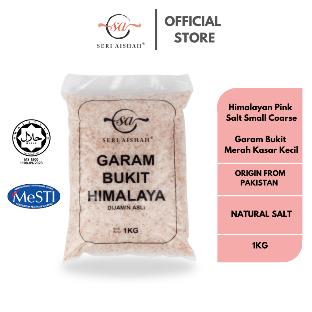 SERI AISHAH Garam Bukit Organik Merah Kasar Kecil Himalayan pink salt ...