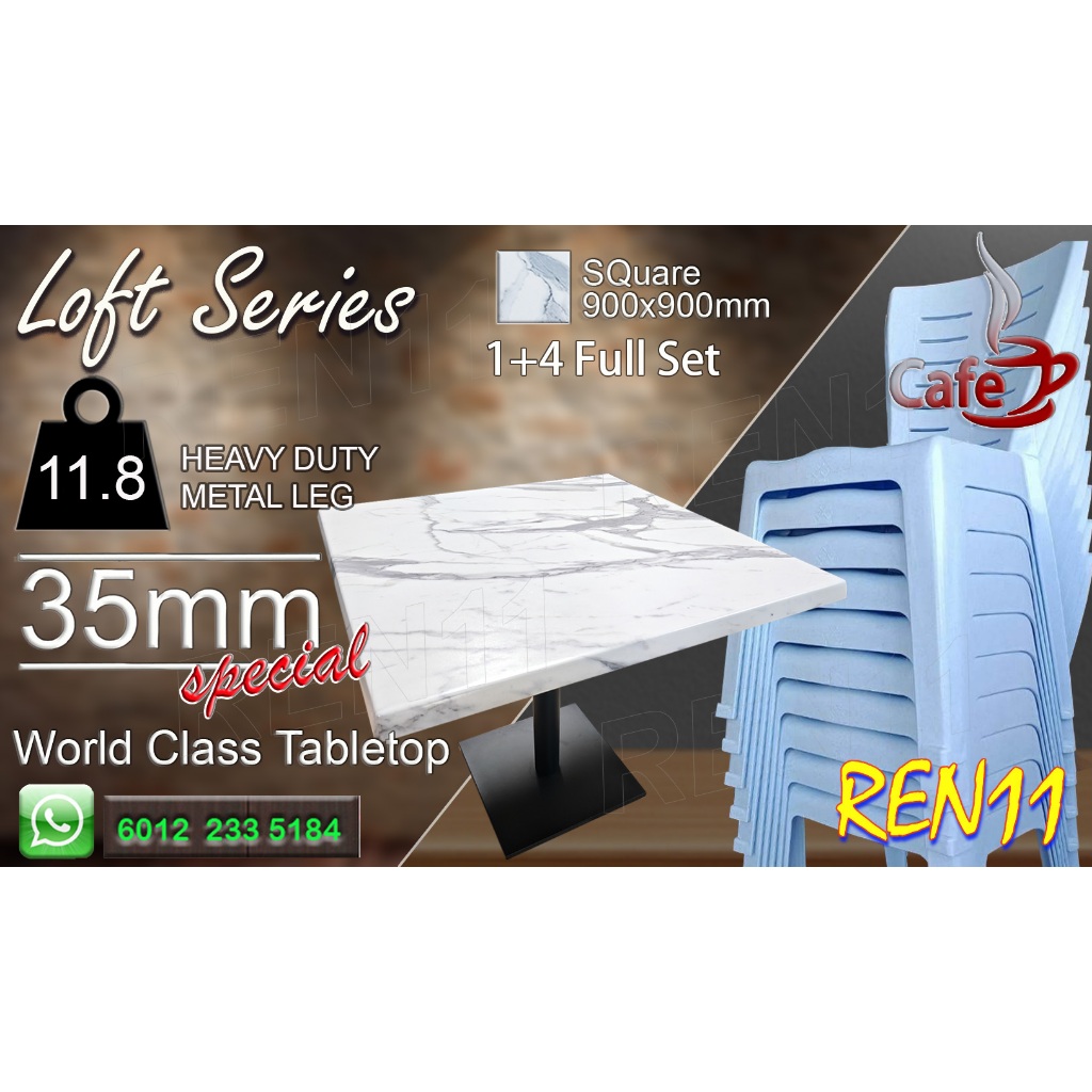 Cafe,Dining table ,Restoran Furniture ,Meja Makan - 900mm Square with 4 ...
