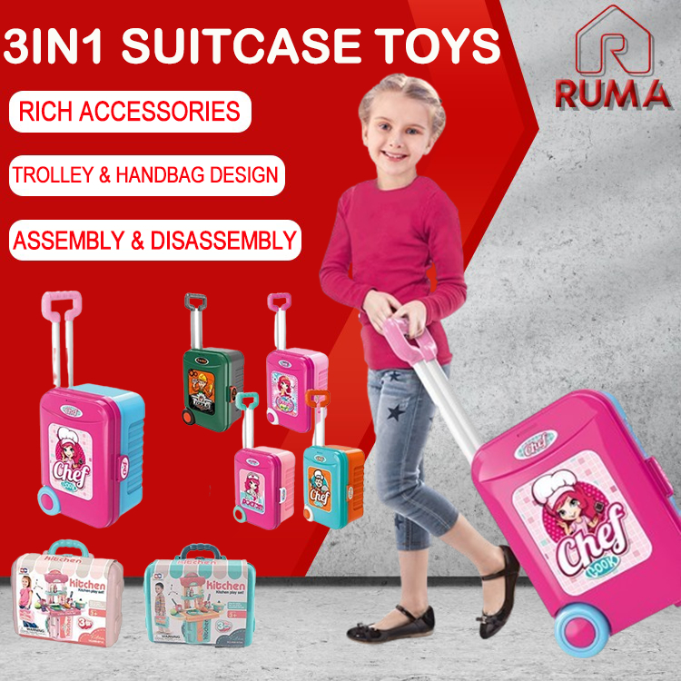 3IN1 Kids Pretend Play Kitchen Toy Suitcase Bag Luggage Set Doctor ...