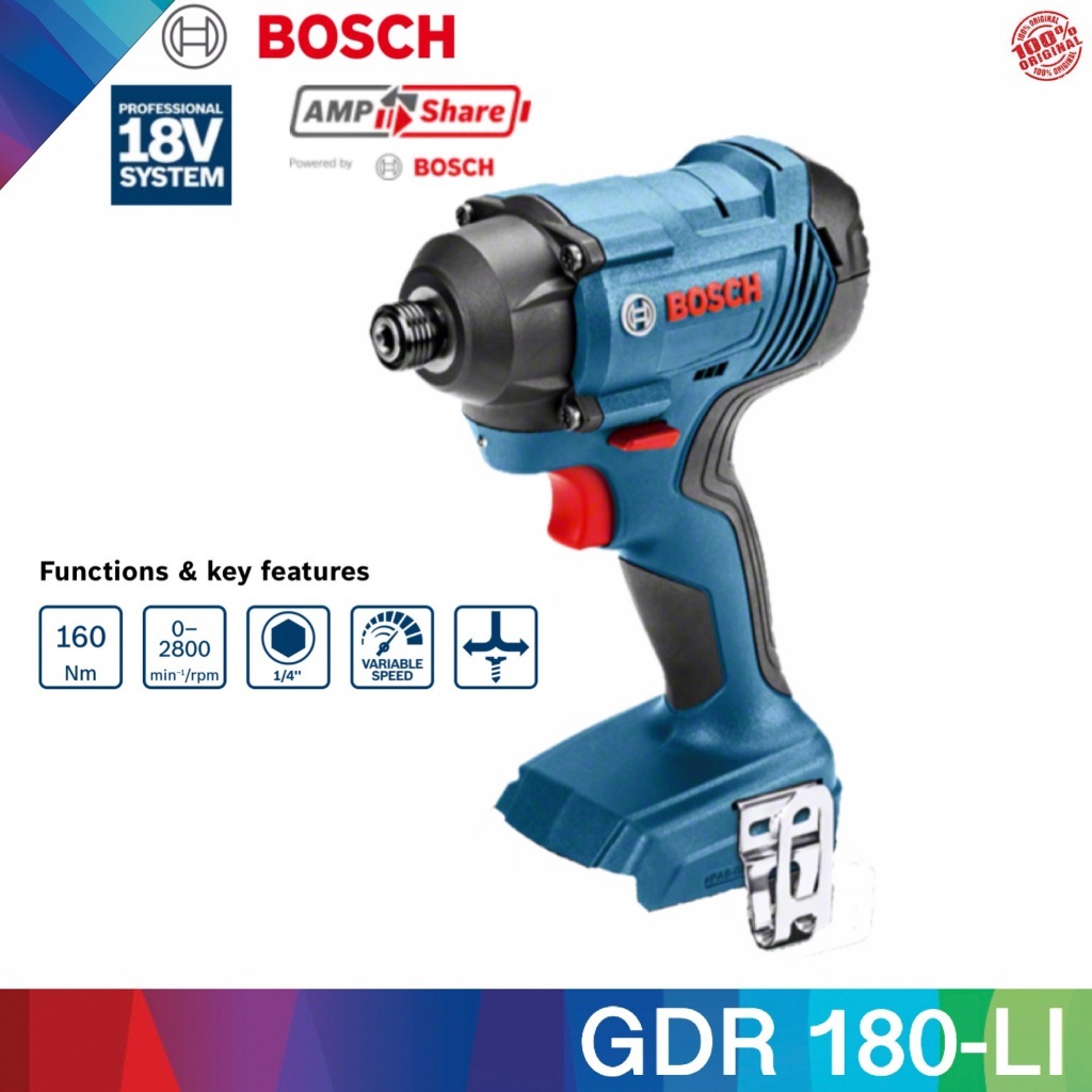 BOSCH GDR 180-LI SOLO GDR180LI 18V CORDLESS BATTERY IMPACT DRIVER ...