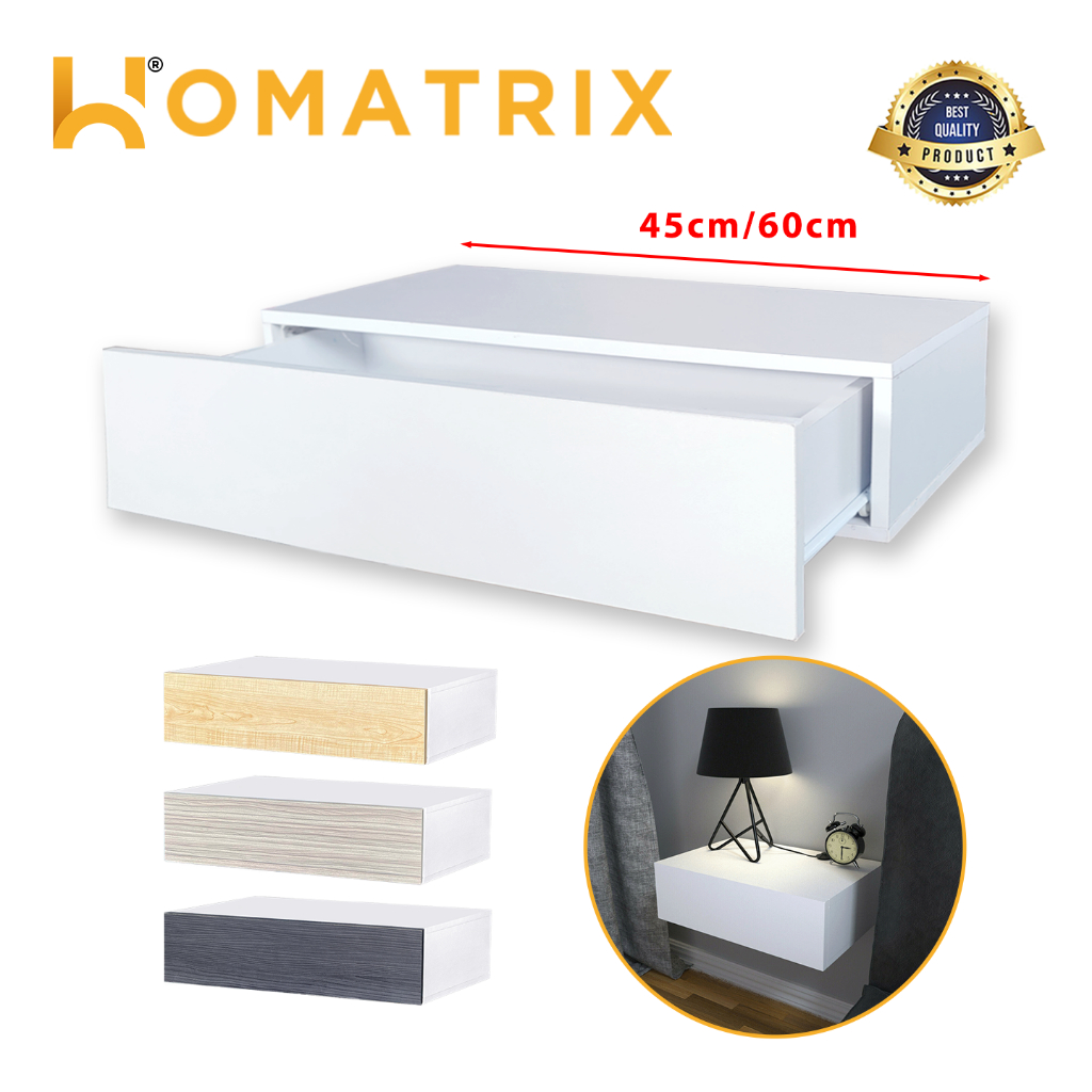 HOMATRIX Wall Mounted Drawer Bedside Table Shelf Cabinet Make Up ...