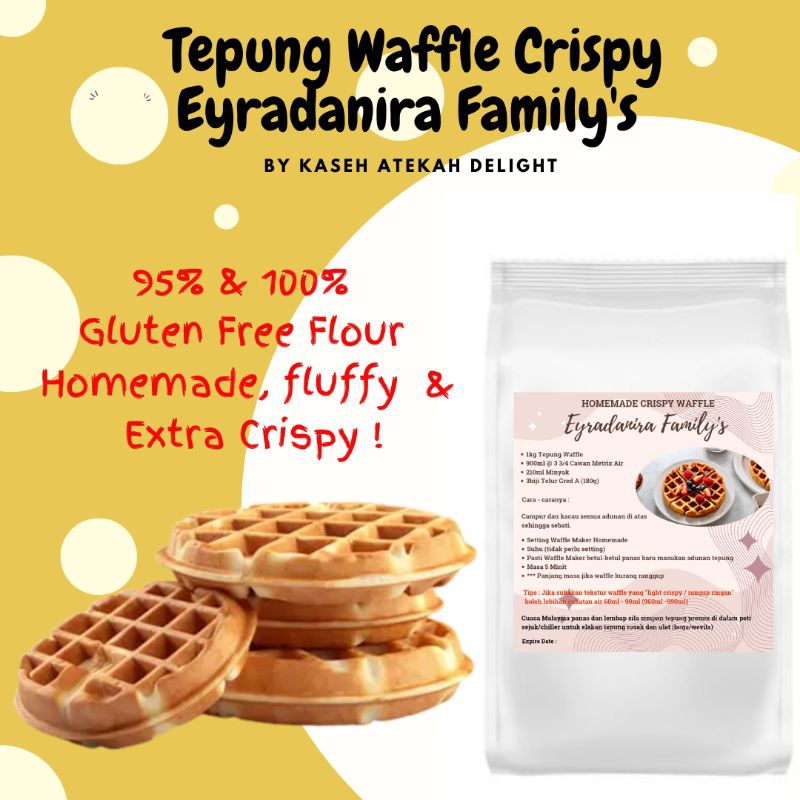 (WAFFLE HOMEMADE 95% Gluten Free Flour) Tepung Waffle Extra Crispy ...