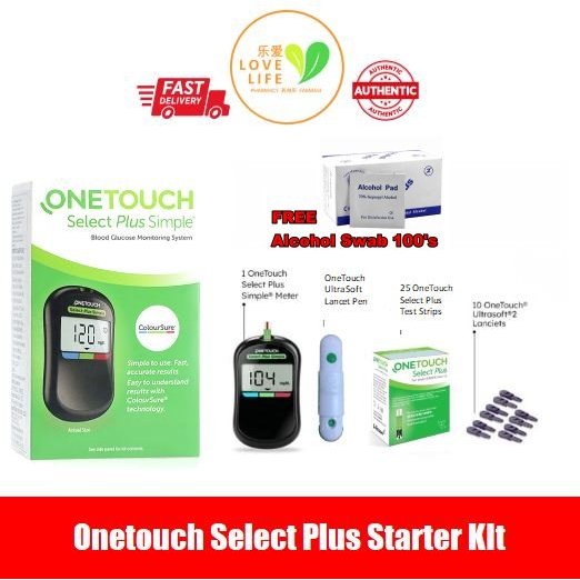 EXP 11/25 ONETOUCH Select PLUS Glucose Meter SET FREE test strip 25 ...