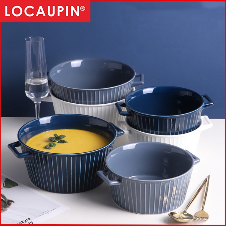 Locaupin 8/10inch Bake & Serve - Large Ceramic Soup Bowls With Handles ...