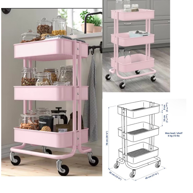Ikea Raskog Trolley, Pink (35x45x78cm) | Shopee Malaysia