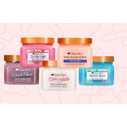 Tree Hut Shea Sugar Scrub Cotton Candy / Dragon Fruit / Sunkissed Poppy ...