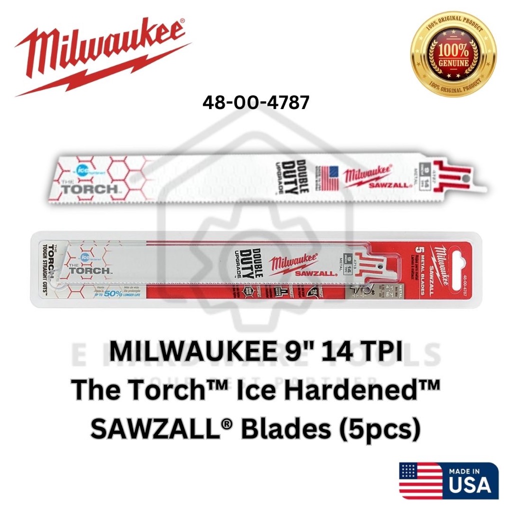 MILWAUKEE 48-00-4787 9" 14 TPI The Torch™ Ice Hardened™ SAWZALL® Blades ...