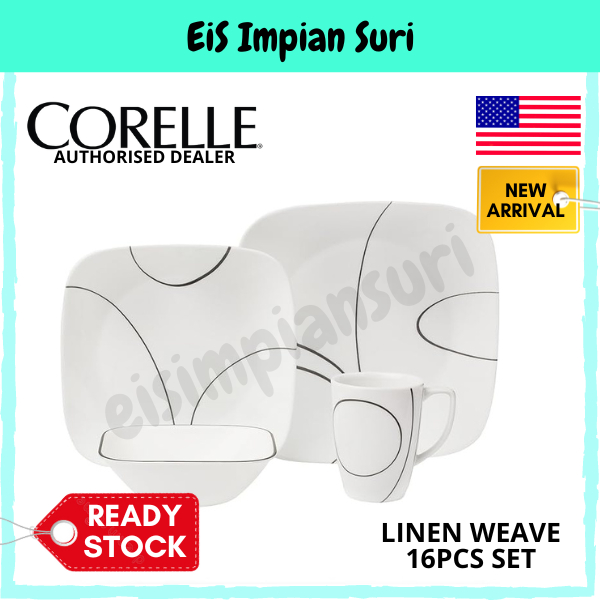 (Ready Stock!!) Corelle Livingware Simple Lines 16pc Square Set ...