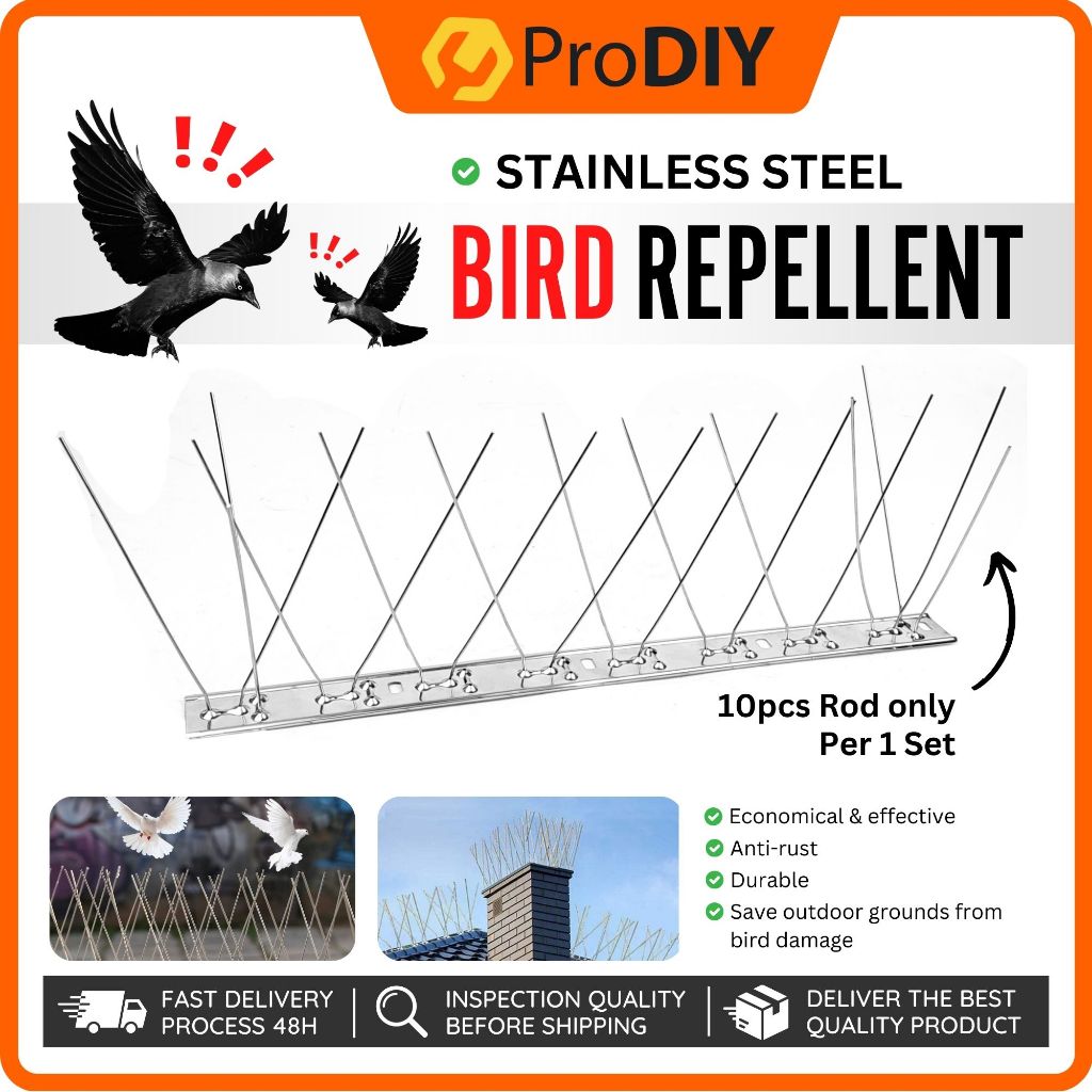 33cm Bird Repellent Mat Spikes S/Steel Animal Repeller Chase Birds ...
