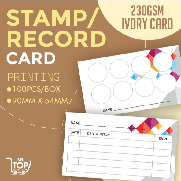 Custom Ivory Loyalty Card 250gsm Stamp Kad/ Chop Own Logo/ Small ...