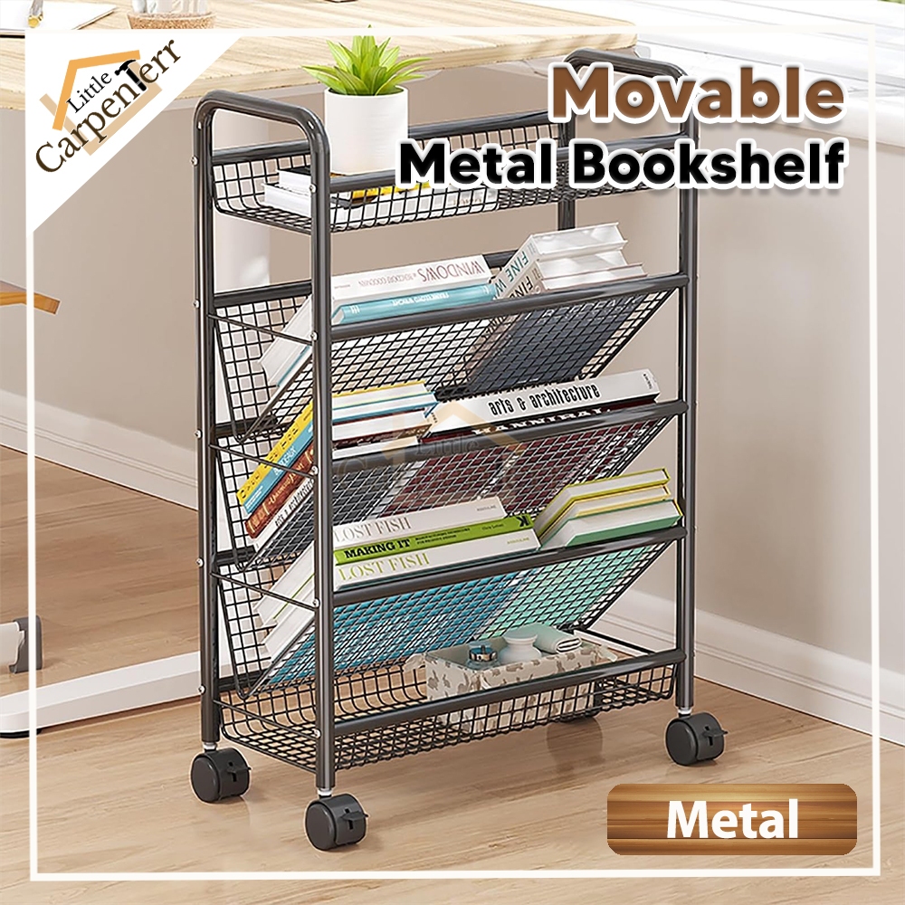 Little Carpenterr Metal Bookshelf Condiment Trolley Magazine Rack Rak ...