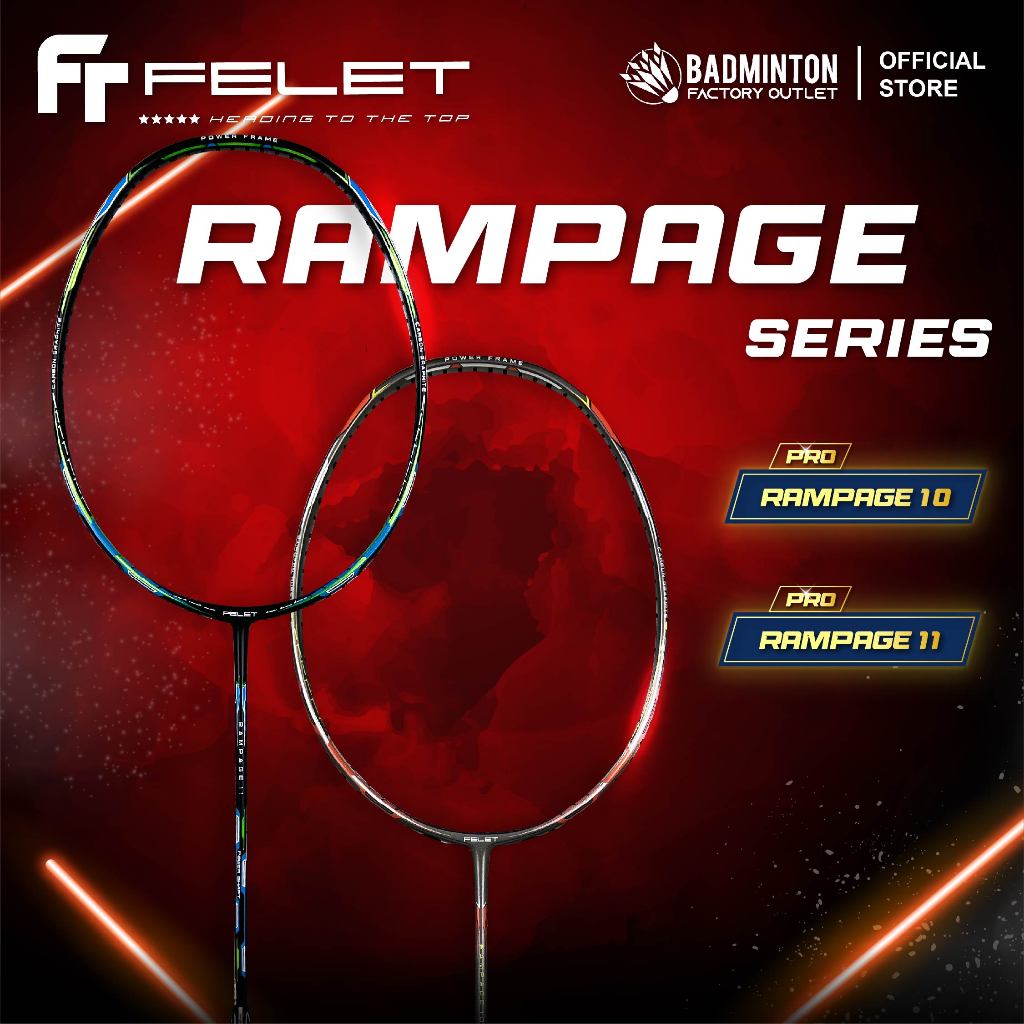 [FREE String & Grip] FELET Rampage 10 / Rampage 11 Badminton Racket ...