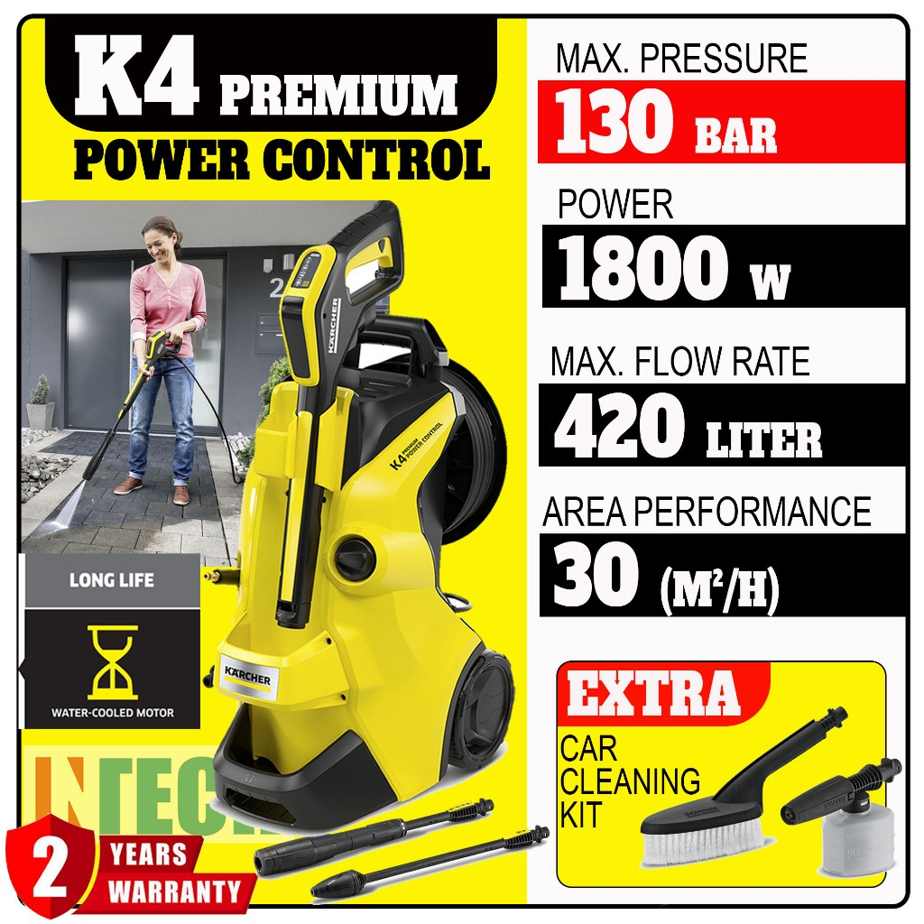 KARCHER K4 PREMIUM POWER CONTROL HIGH PRESSURE WASHER 130BAR, 420L FLOW RATE 1800W | Shopee Malaysia