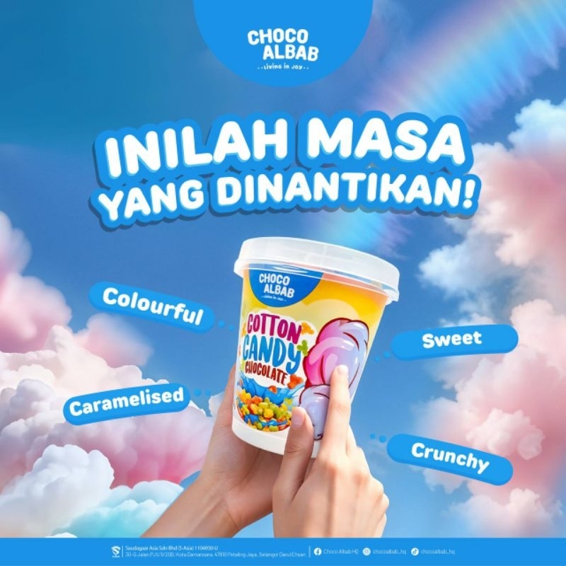 CHOCO ALBAB COTTON CANDY CHOCOLATE TUB CHOCO TUB CHOCOJAR | Shopee Malaysia