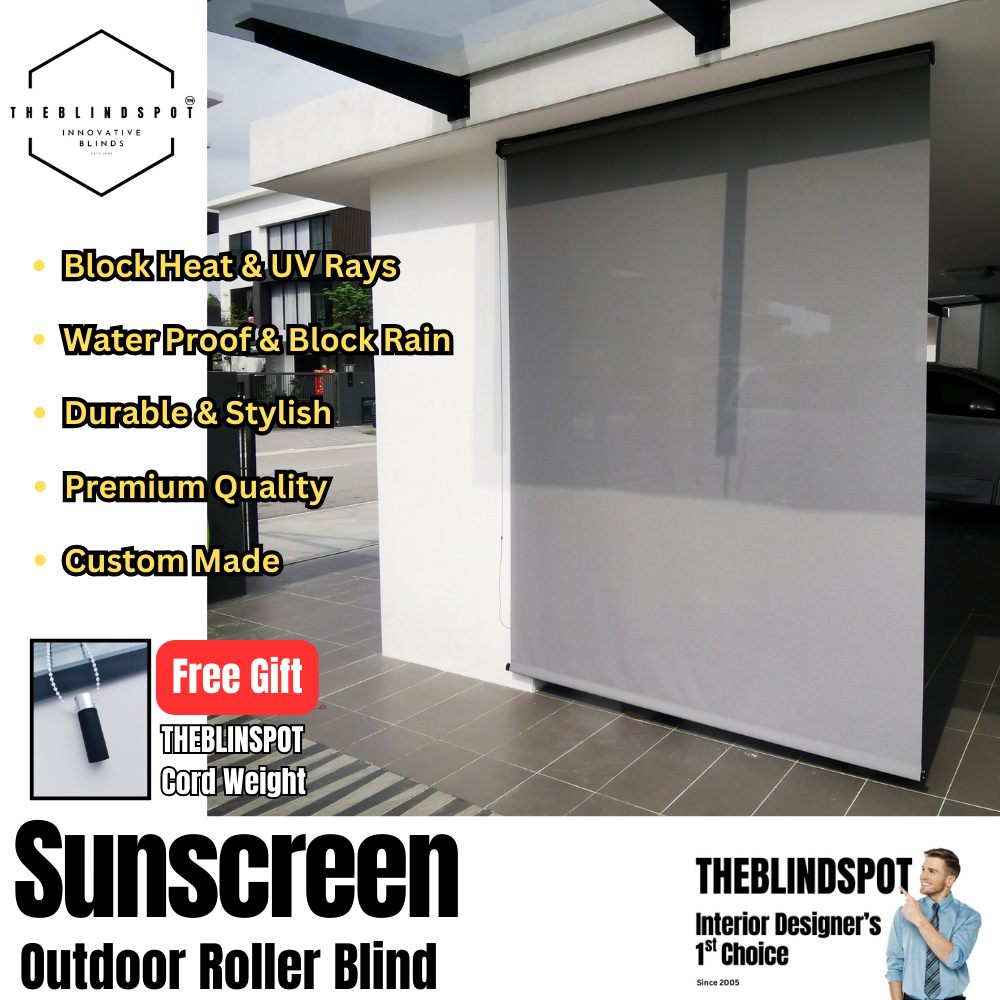 TheBlindSpot Sunscreen Outdoor Roller Blind Bidai Outdoor Tahan Hujan ...