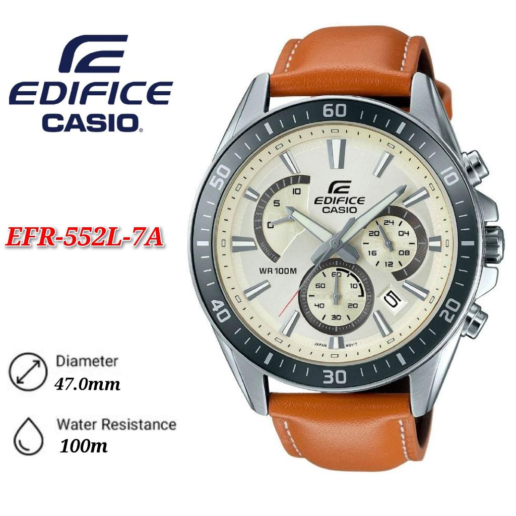 Casio Edifice EFR-552L Men's Chronograph Date Leather Watch EFR-552L-7A ...