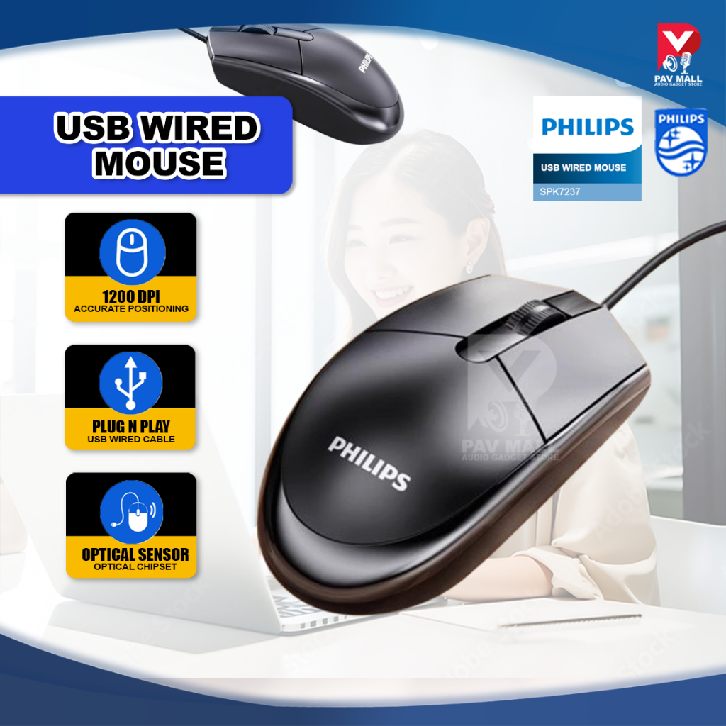 Philips SPK7237 USB Mouse | Wired Optical Mice ( Plug & Play ) for ...