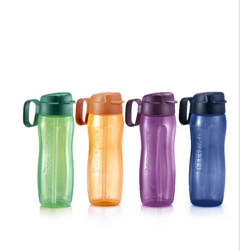 Tupperware Slim Eco Bottle 500ml with Straw & Handle (4pcs) | Shopee ...