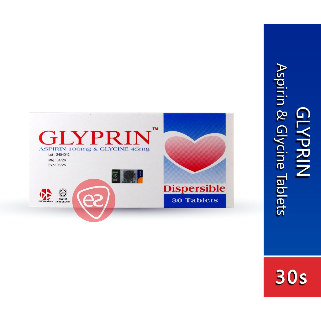 Glyprin (Aspirin 100mg & Glycine 45mg) Dispersible Tablet ( 30s ...
