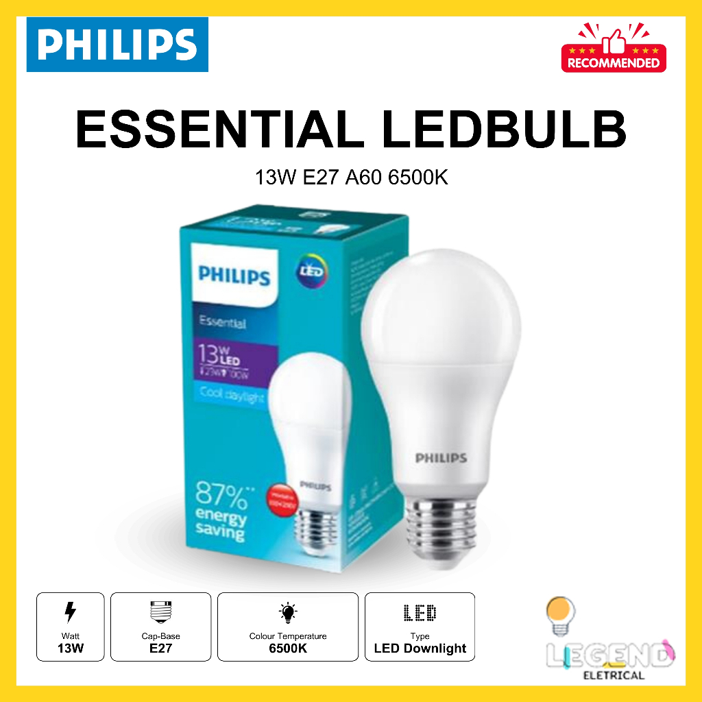 Philips Essential LED Bulb 9W 11W 13W | Shopee Malaysia