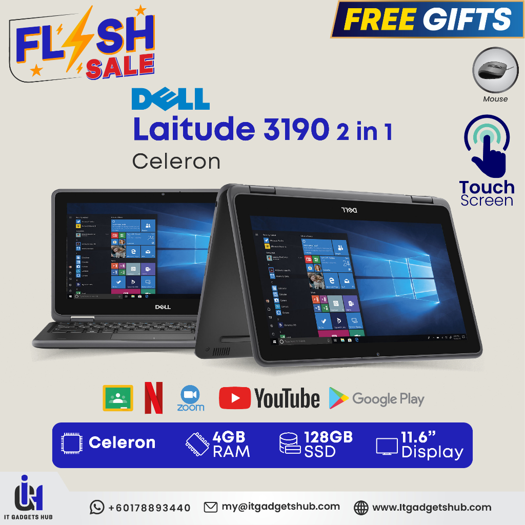 Dell Latitude 3190 2in1 Laptop | Intel Celeron 11.5" 2 in 1 Display ...