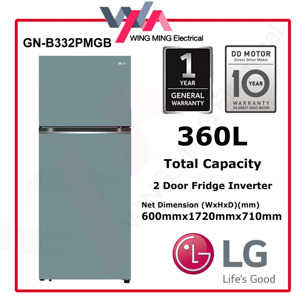 LG 360L Refrigerator 2 Door/Peti Ais 2 Pintu Inverter (GN-B332PMGB) (Mint) Peti Sejuk/Fridge/冰箱 ...