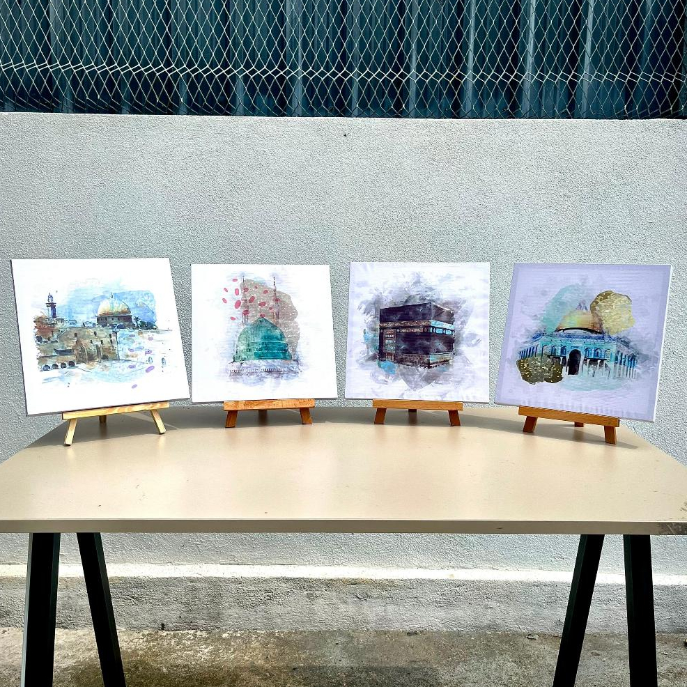 Frame Kaabah Madinah Masjid Al-Aqsa Seni Lukisan Hiasan Dinding Islamic ...