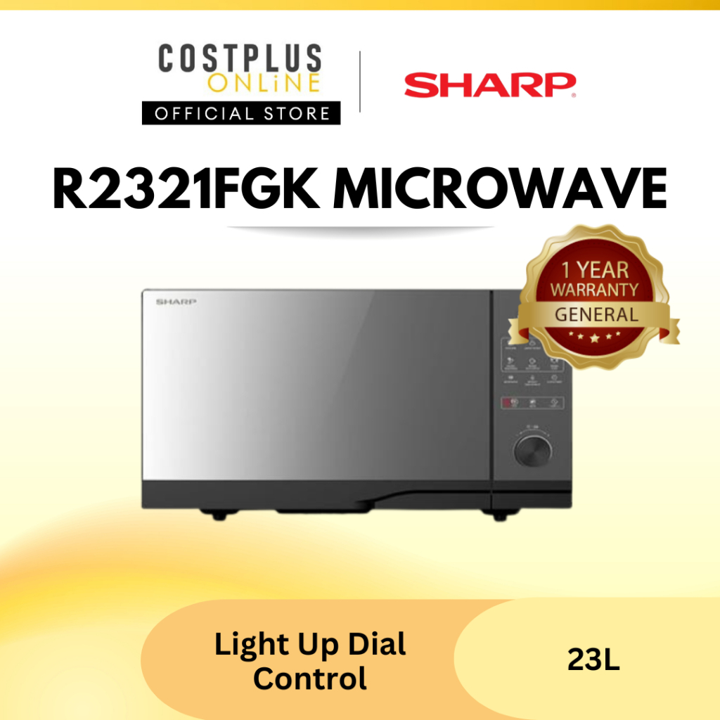 Sharp R2321FGK Mechanical Dial Flatbed Microwave Oven (23L) Wide Ceramic Flatbed Easy Clean ...