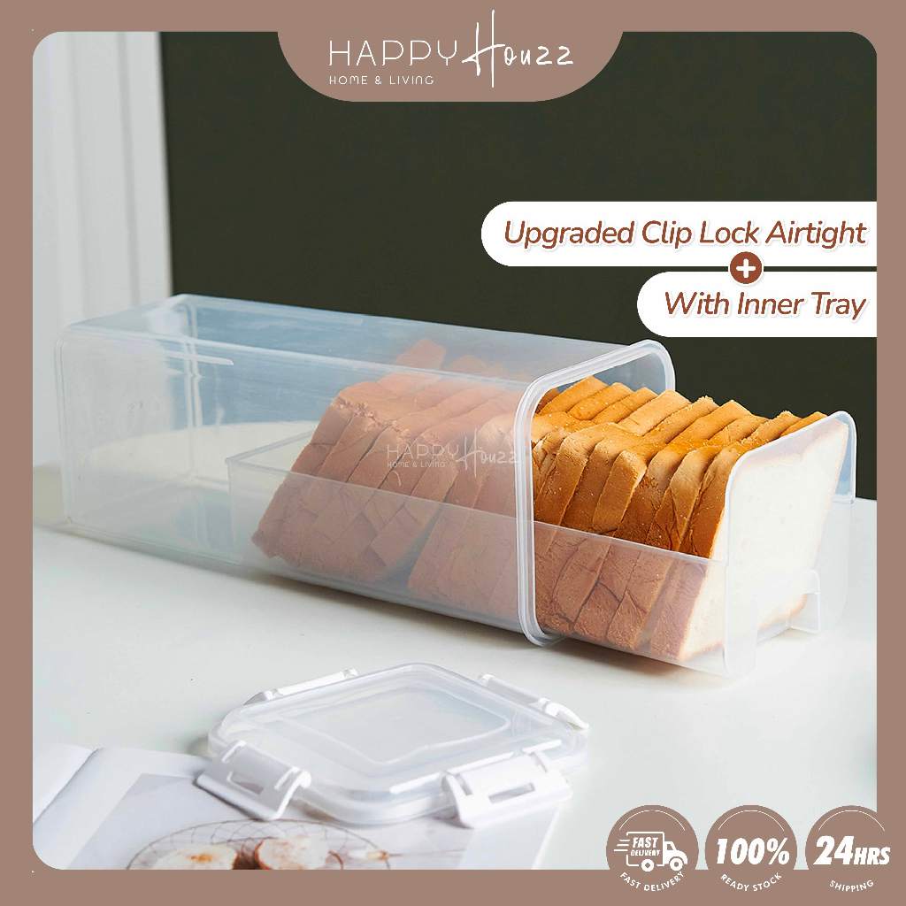 【READY STOCK】HAHO Bread Container (Clip) Airtight Lock With Inner Tray ...