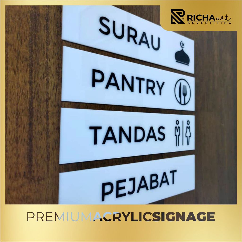 CUSTOM PREMIUM ACRYLIC SIGNAGE 2.5MM. PAPAN TANDA TULISAN RUMI/ENGLISH ...