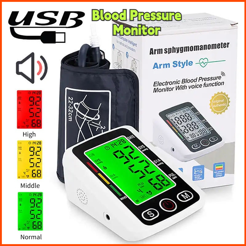 🔥MY Fast🔥Digital Arm Blood Pressure Monitor Heart Beat Self Test ...