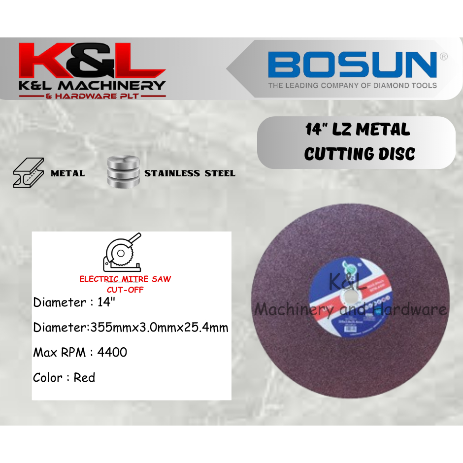 LZ 14" Metal Cutting Disc | Mata Potong Besi | 355mm x 3mm x 25.4mm ...
