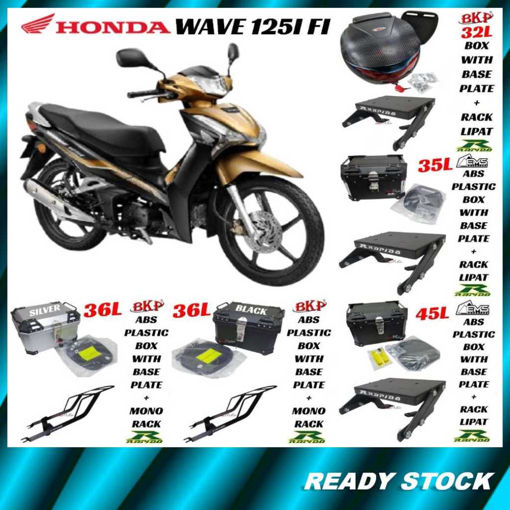 (Honda Wave 125i Fi) BKP 30L 36L EMS 35L Top Box Motor+RAPIDO Monorack ...