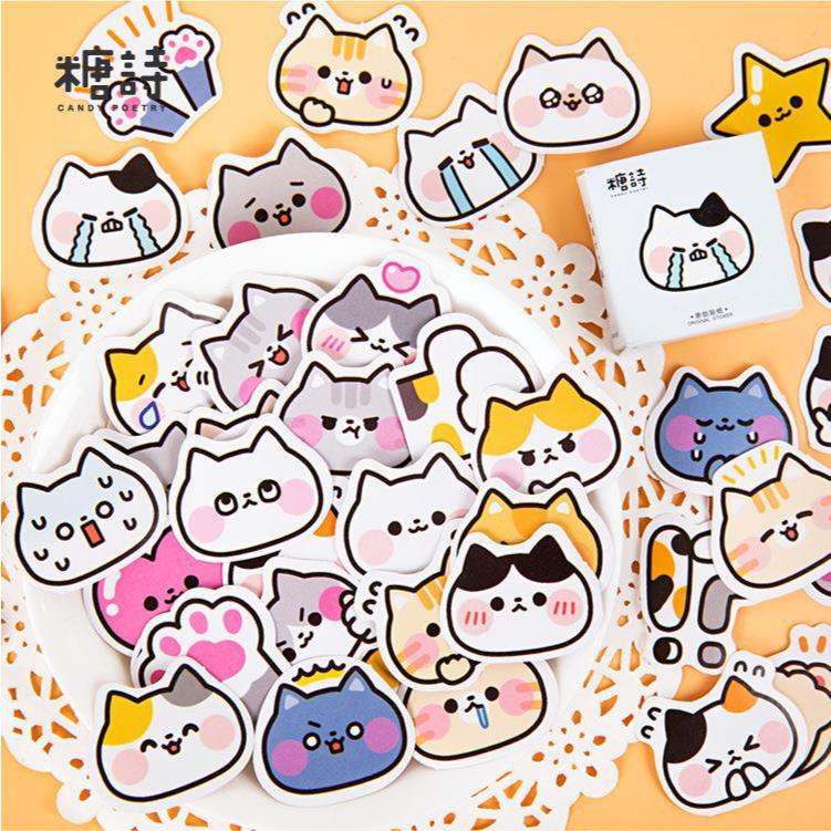 Meow Meow Stickers Handbook Notebook DIY Sealing Stickers 喵喵大作战糖诗盒装贴纸 ...