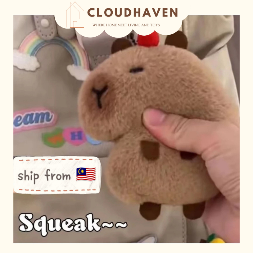 [Ready Stock] Capybara plush toy capybara keychain squeaky kapibara ...