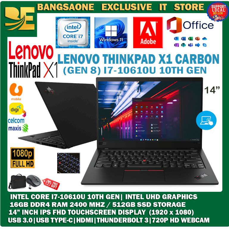 LENOVO THINKPAD X1 CARBON (GEN 8) - INTEL CORE I7 -10TH GEN ULTRABOOK ...