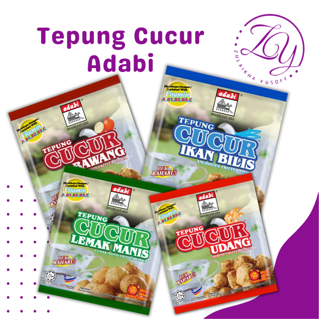 TEPUNG CUCUR ADABI MINI PACK 130G ( BAWANG / IKAN BILIS / UDANG / LEMAK ...