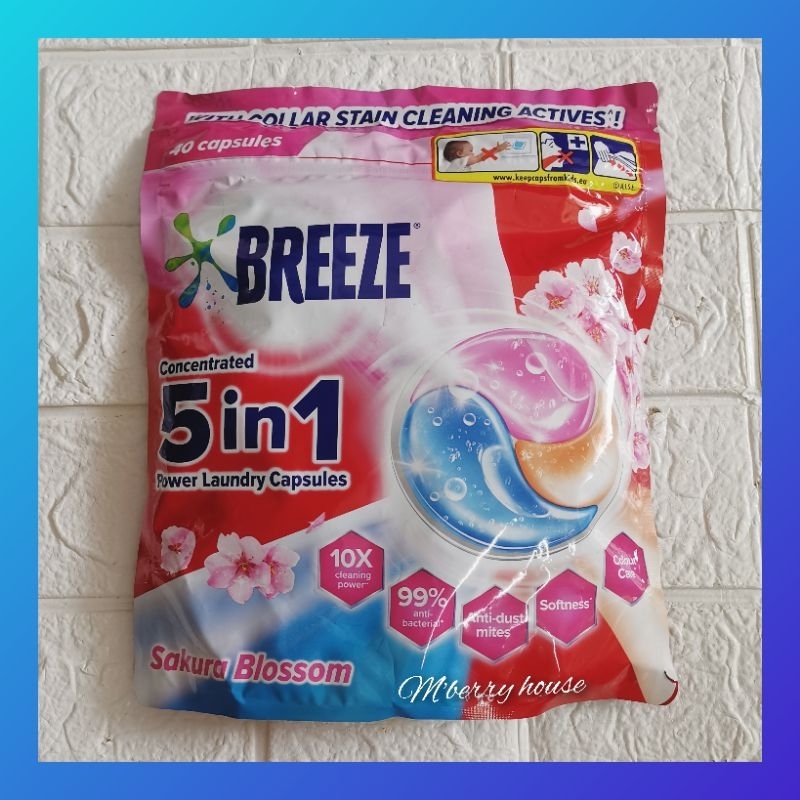 Breeze 5 in1 Laundry Capsules 420g(40 Capsules) Sakura Blossom/Fresh ...