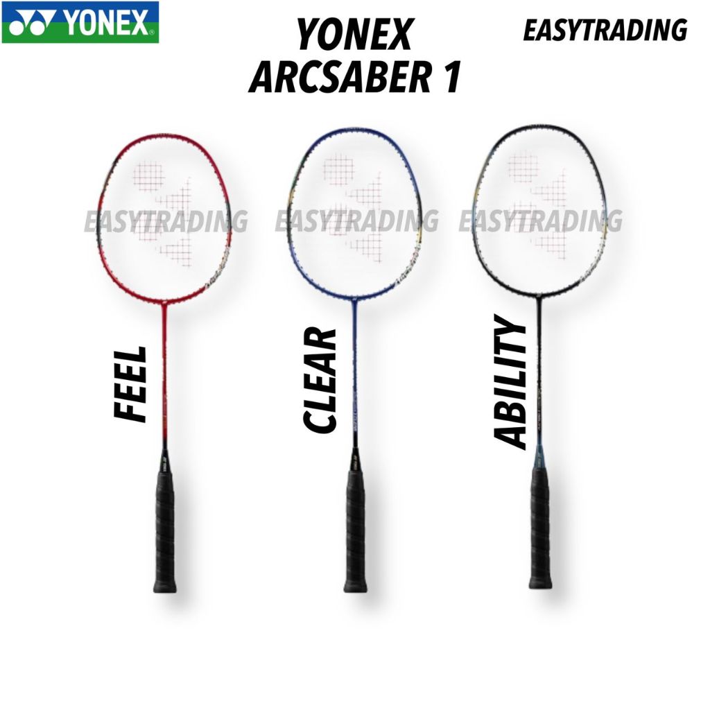YONEX ARCSABER 1 ABILITY/CLEAR/FEEL MAXX TENSION 30LBS BADMINTON RACKET ...