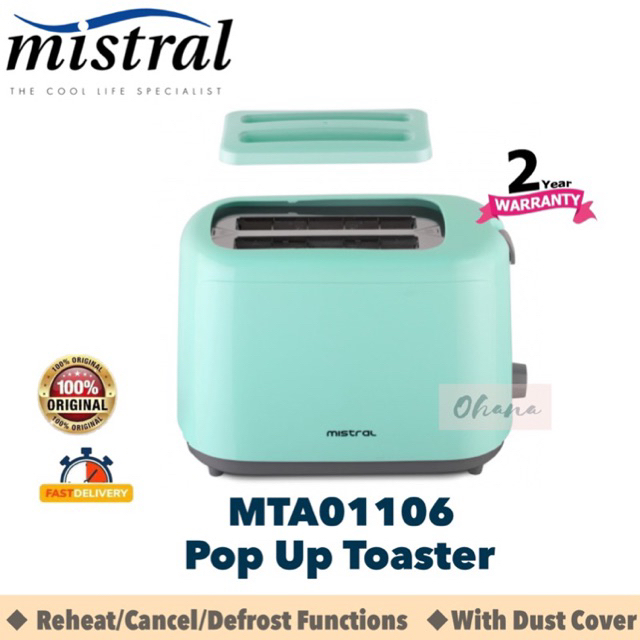 (OFFER) MISTRAL 2 SLICES POP UP BREAD TOASTER SANDWICH MAKER MTA01106 ...